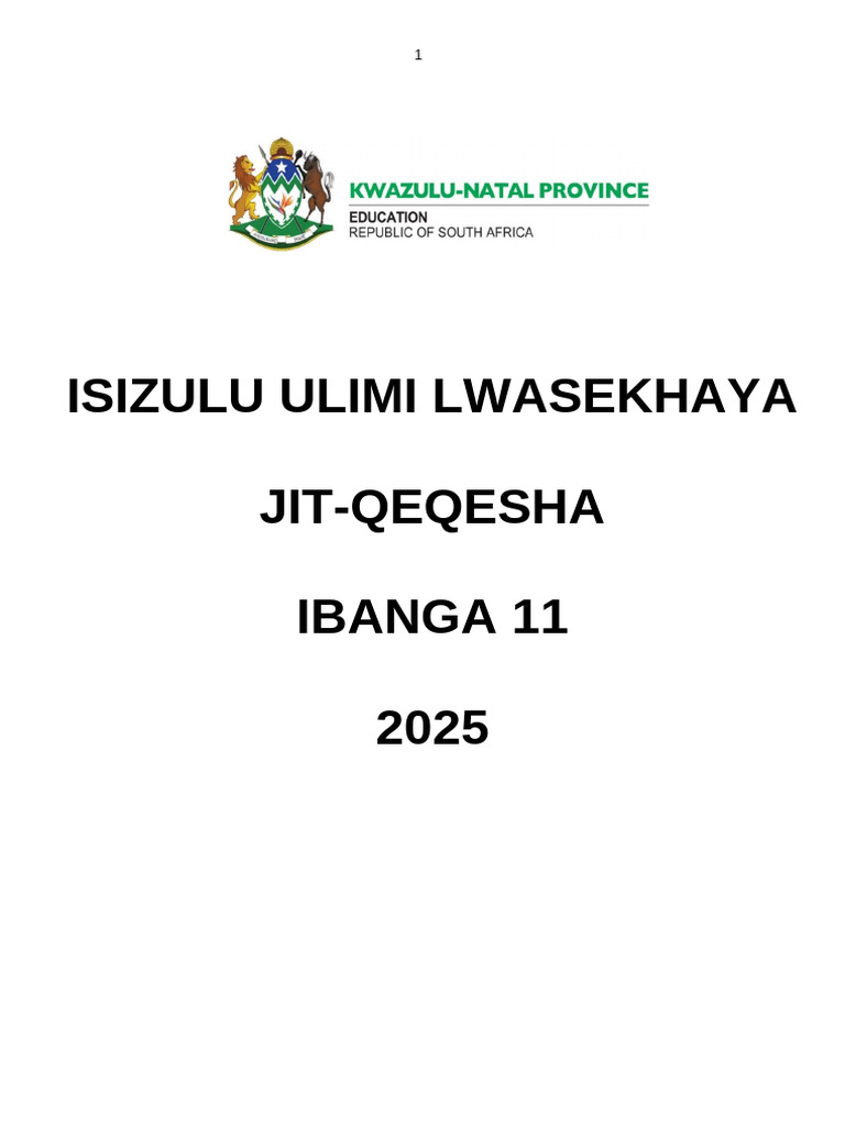 KZN JIT - GRADE 11 (2 April 2025) | PDF | Zulu Kingdom | Southern Africa