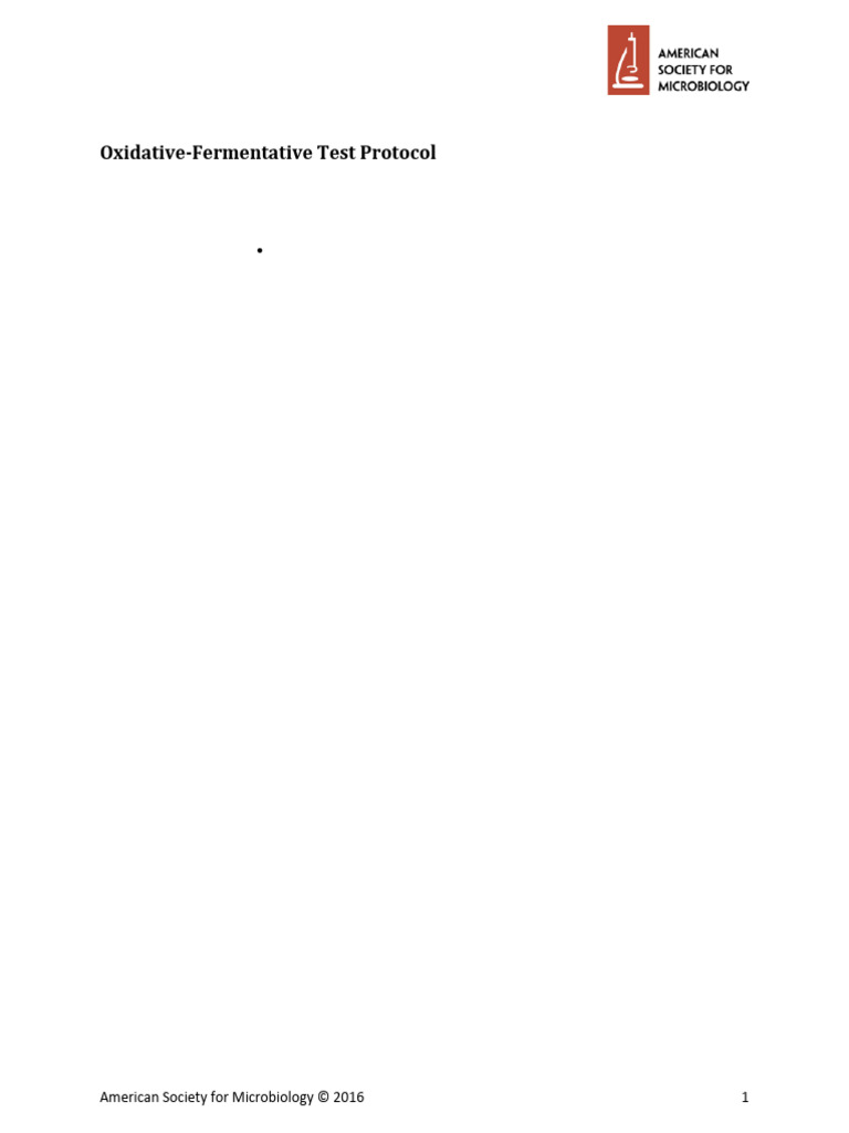 Oxidative-Fermentative Test Protocol | PDF | Cellular Respiration ...