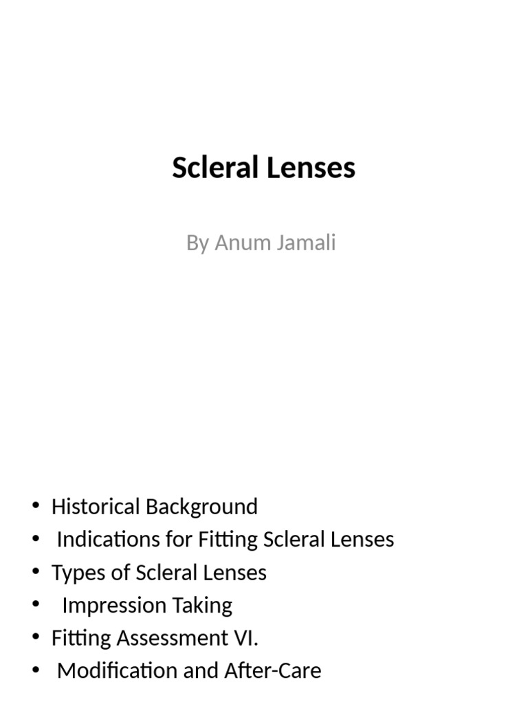 Scleral Lens Fitting Guide | PDF | Contact Lens | Cornea