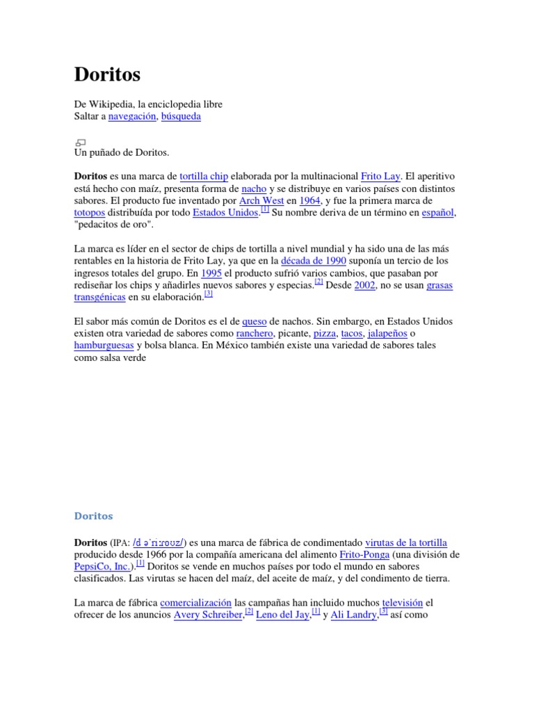 Doritos | PDF | Industria de alimentos | Alimentos