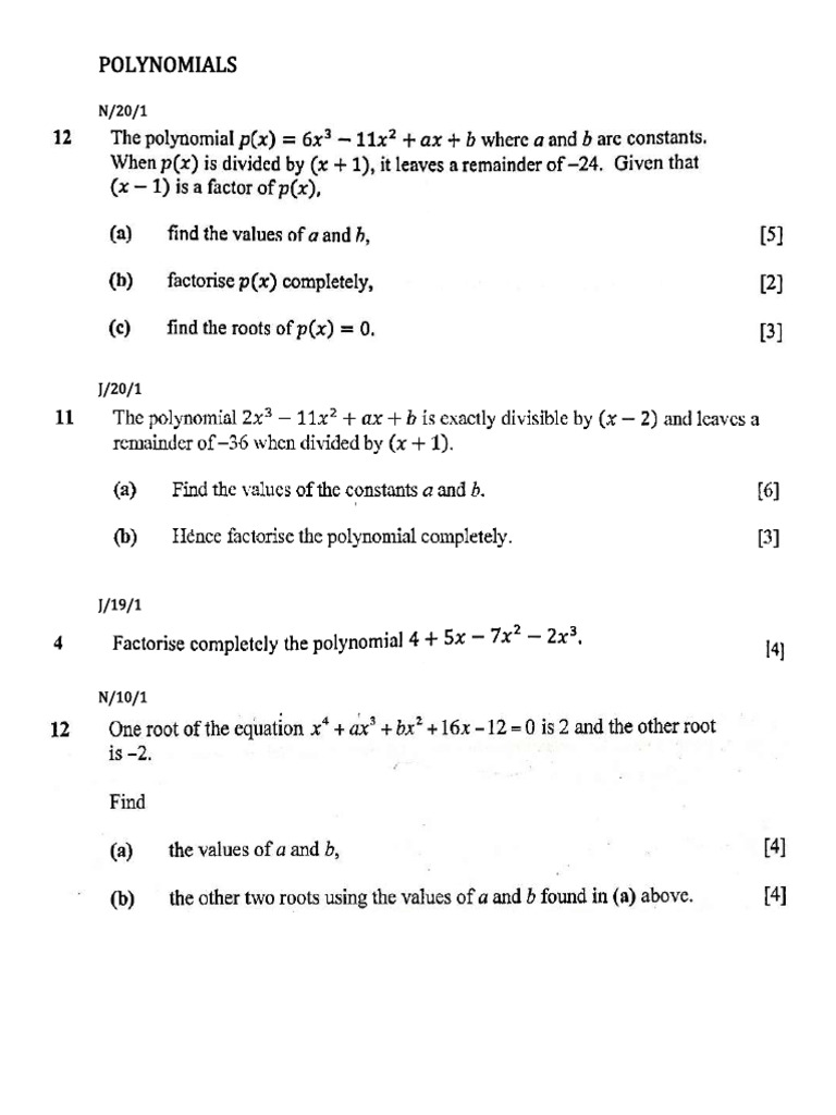 Polynomials Booklet (Autosaved) (1) (1) | PDF