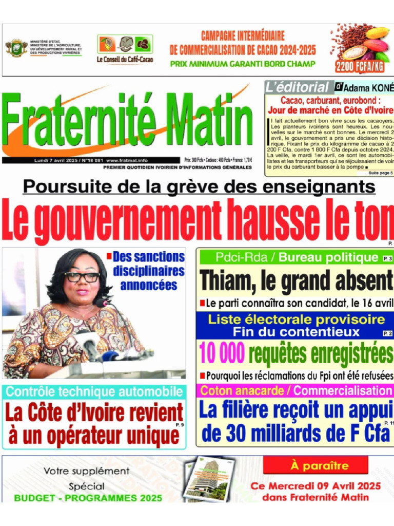 Les Titres Du Lundi 7 Avril 2025 | PDF