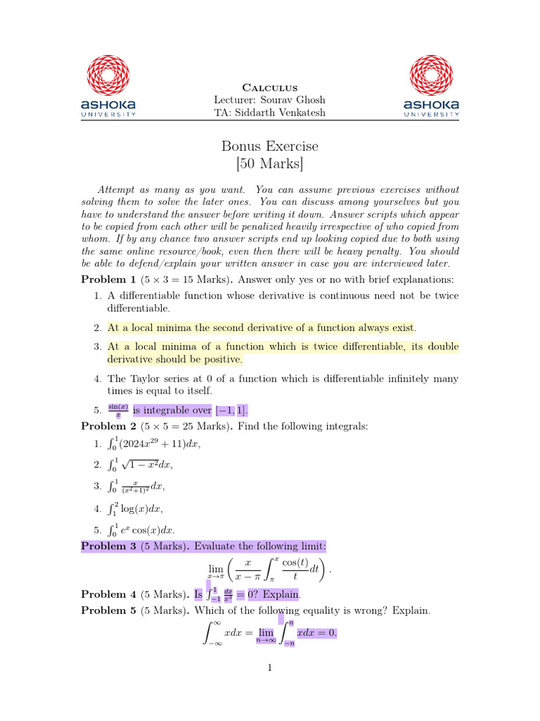 Exercises_Calculus_5 | PDF