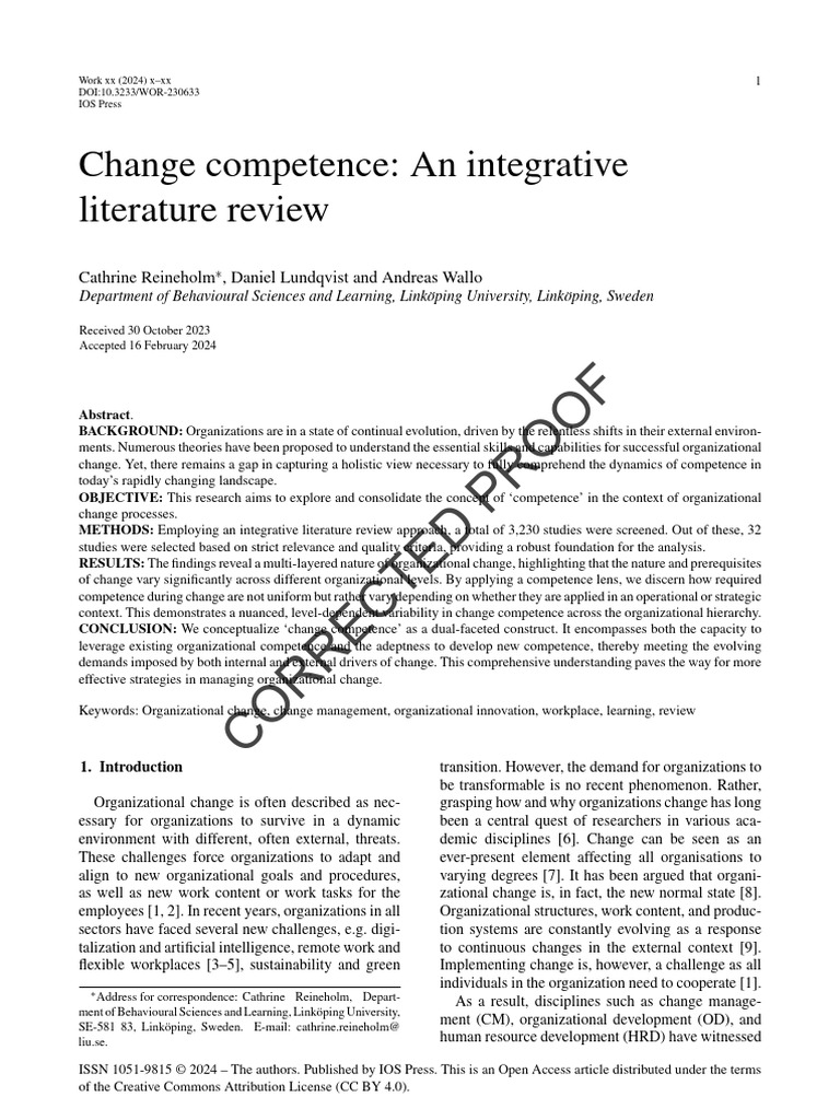 Change competence - An integrative literature review | PDF ...