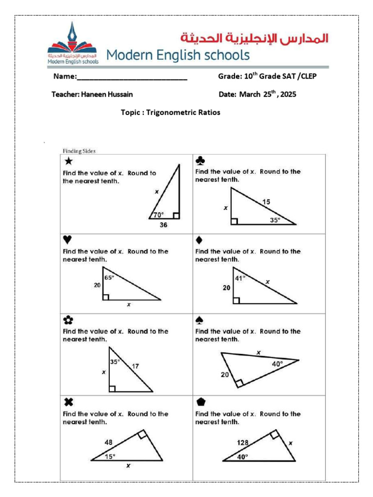 Trigonometric Ratios 9.5 | PDF