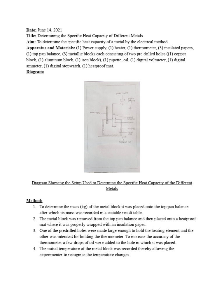 Specific Heat Capacity Experiment | PDF | Heat Capacity | Heat