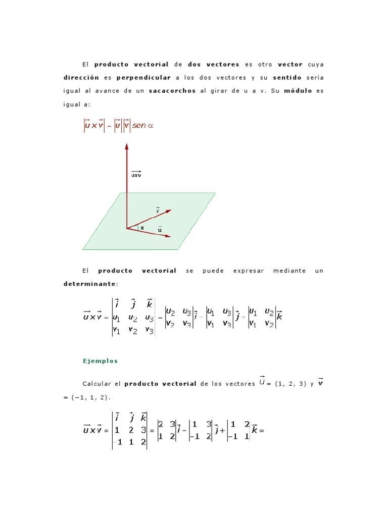 El Producto Vectorial de Dos Vectores Es Otro Vector Cuya Dirección Es ...