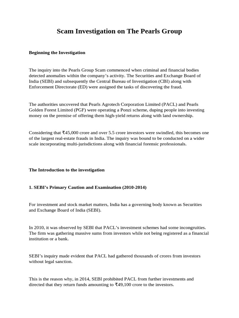Scam Investigation On The Pearls Group | PDF | Ponzi Scheme | Fraud
