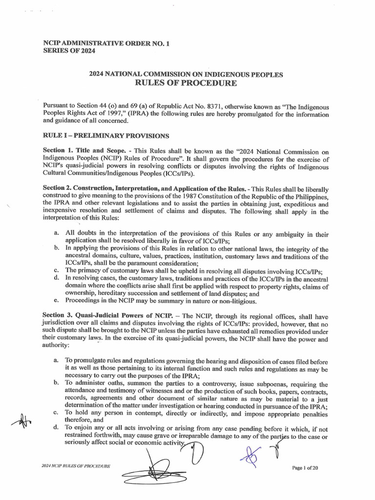 AO 01 2024 NCIP Rules of Procedure | PDF
