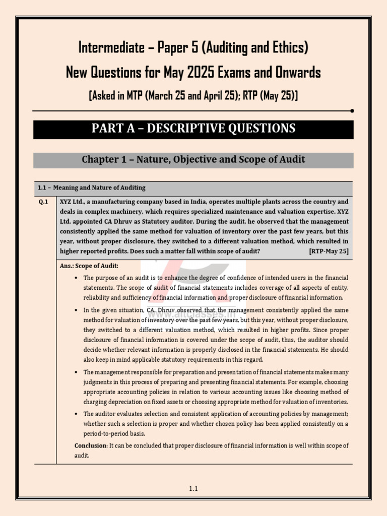 May 2025 CA Inter Audit Questions | PDF | Audit | Auditor's Report