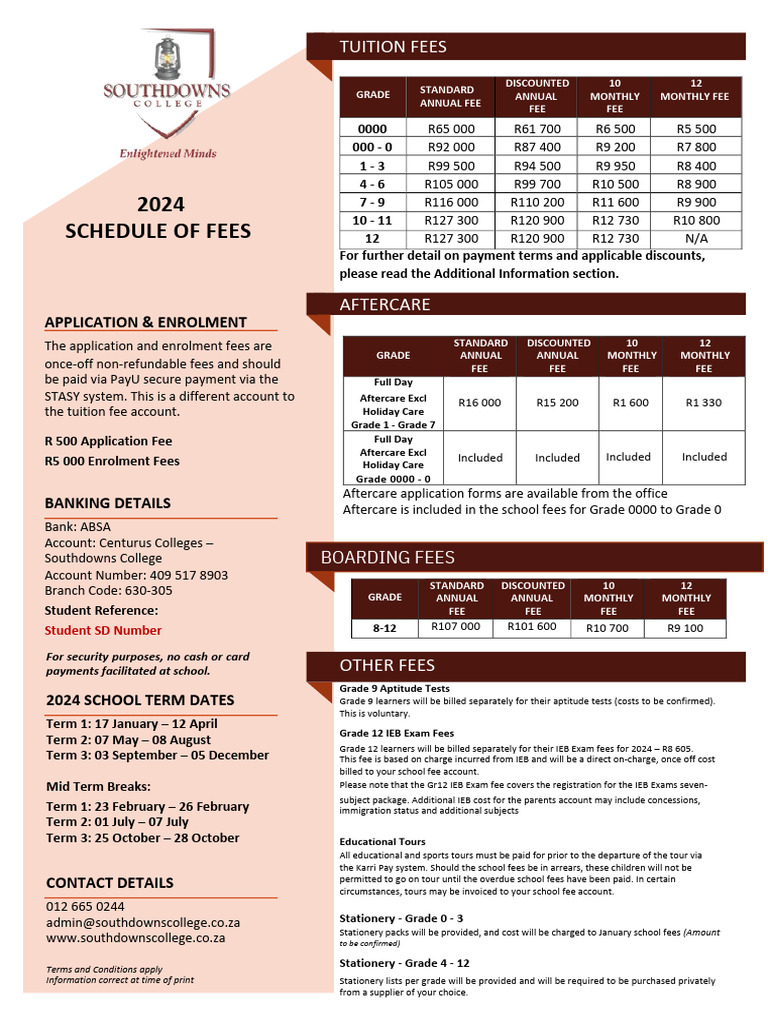 SDC School Fees 2024 - Updated | PDF | Fee | Payments