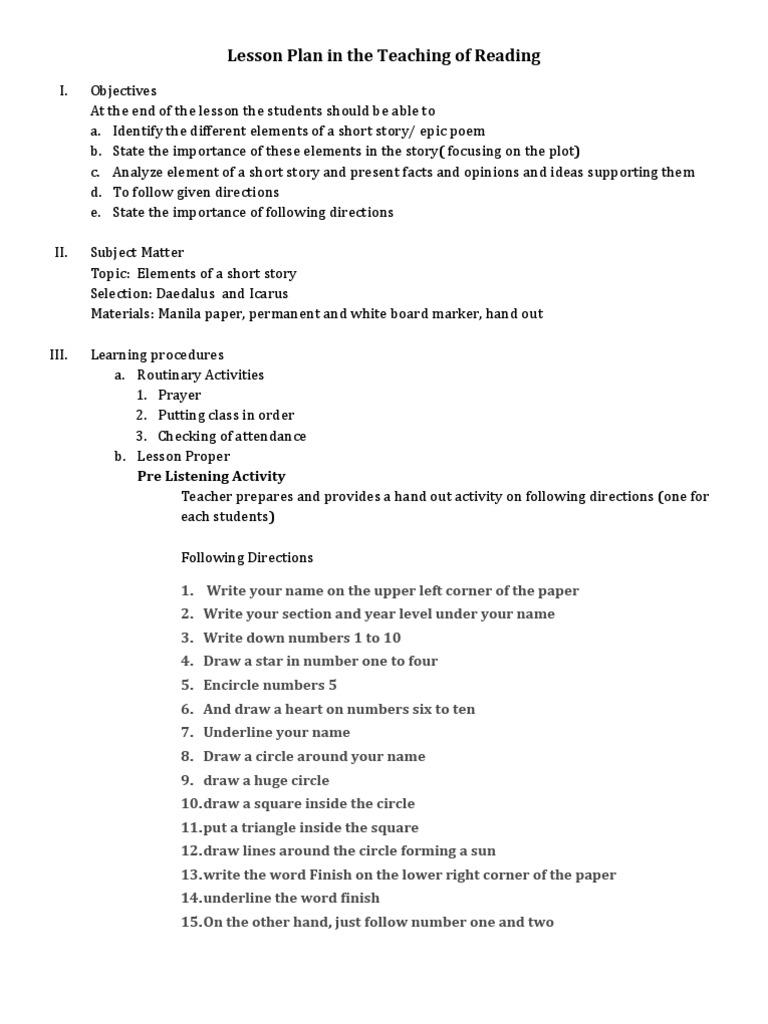 Teaching Short Story Elements Lesson | PDF | Lesson Plan