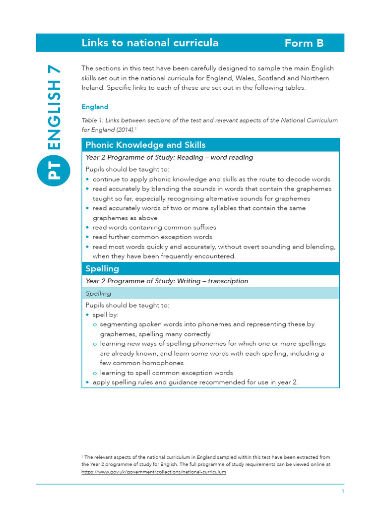 National Curriculum Links for Year 2 English | PDF | Literacy | Phonics