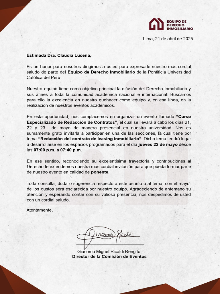 Invitación Ponente | PDF