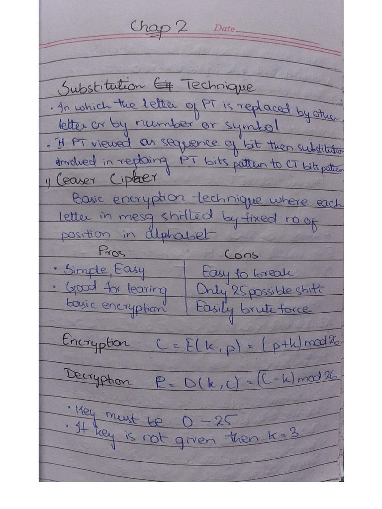 Cryptography Chap#02 Notes | PDF