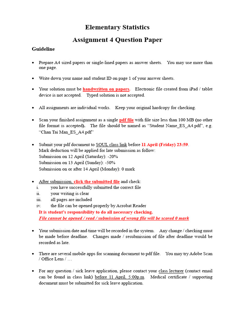 CCMA4008 ES Assignment4 202425sem2 (Question) - Final | PDF | Normal Distribution | Standard ...