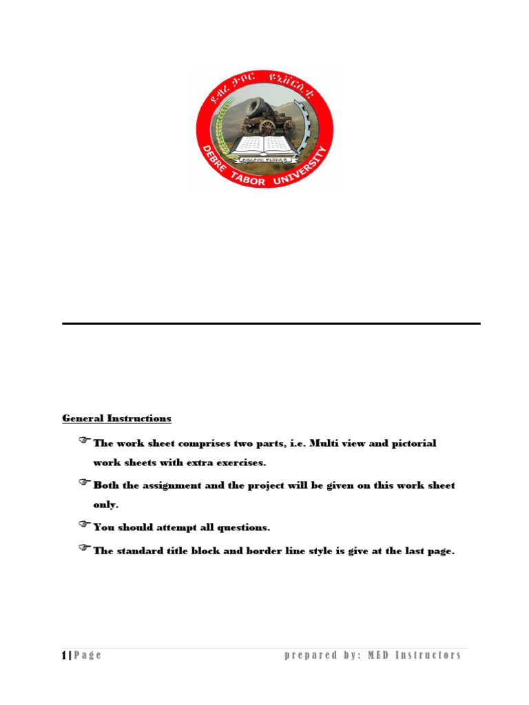 Engineering Drawing Worksheet for Students | PDF | Engineering