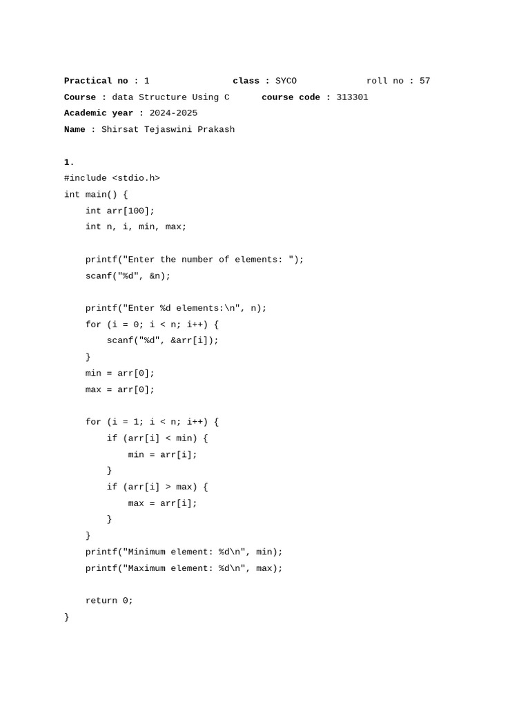 Practical No 1 Tejaswini | PDF
