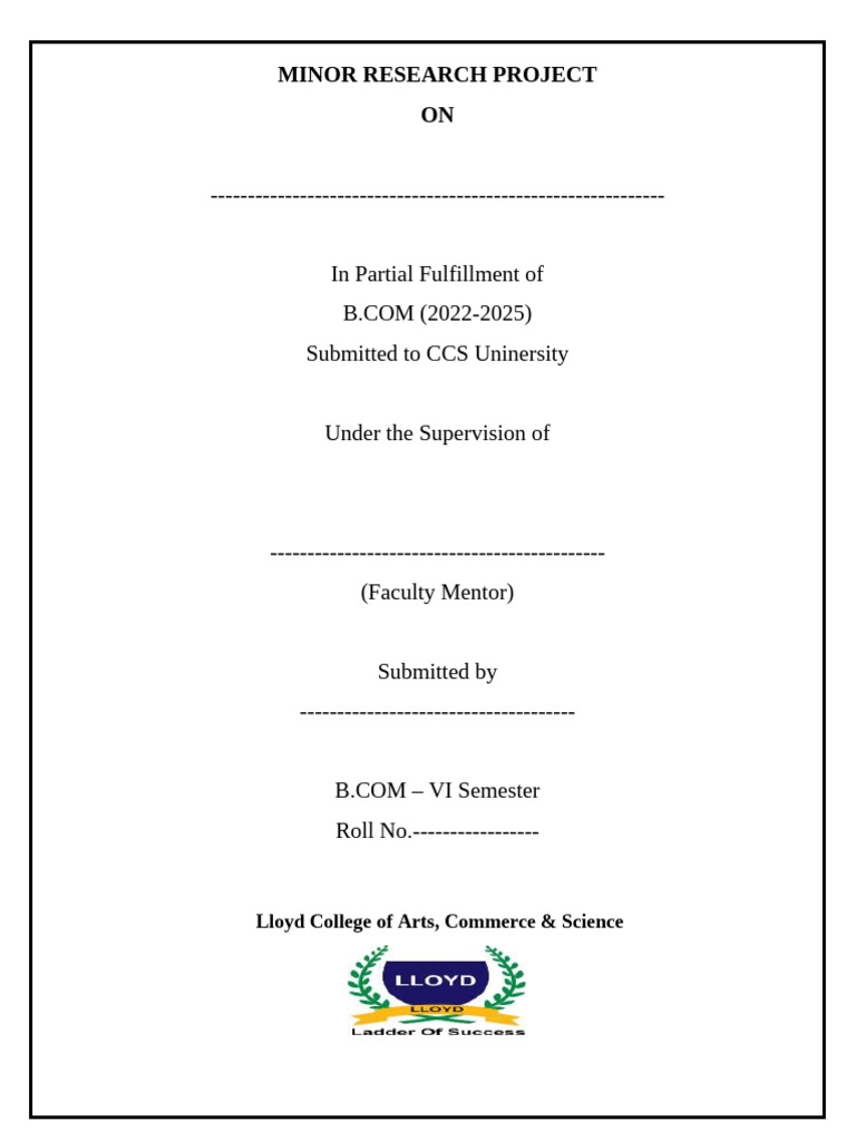 Minor Project Report Guidelines B.COM 6th Semester | PDF