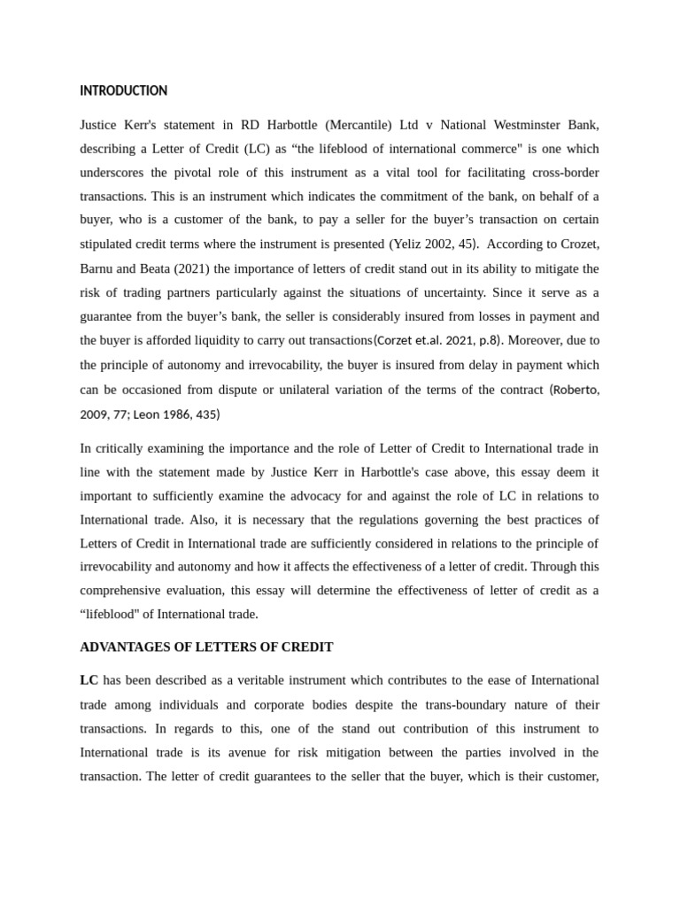 Letter of Credit in Nigeria | PDF | Letter Of Credit | Business