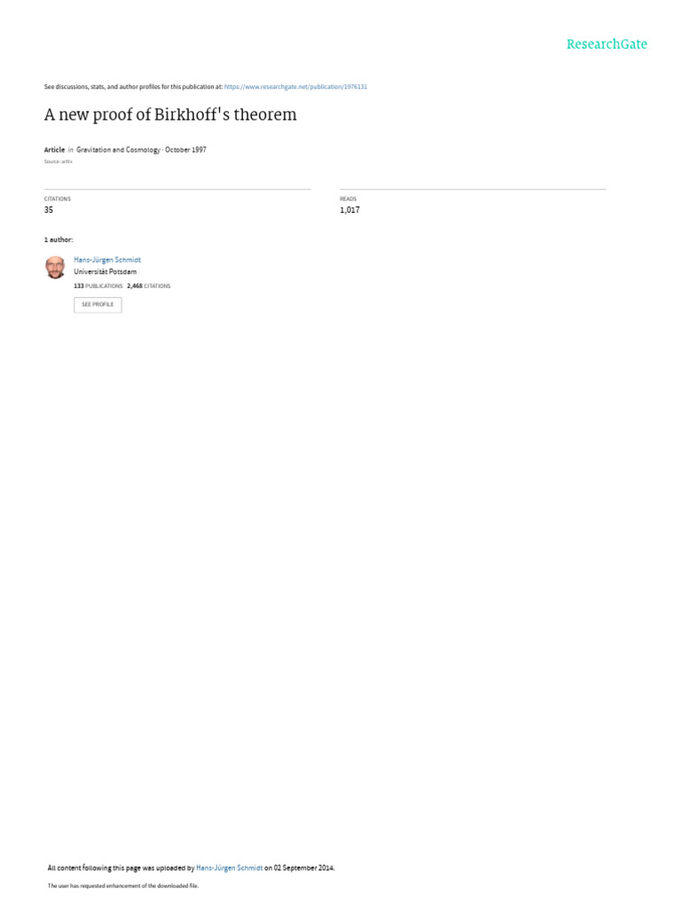 A New Proof Of Birkhoffs Theorem Pdf Tensor Dimension