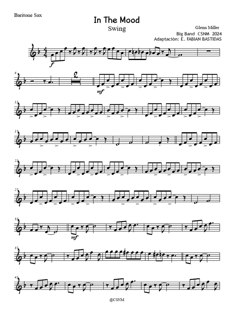 IN THE MOOD Baritono Sax | PDF