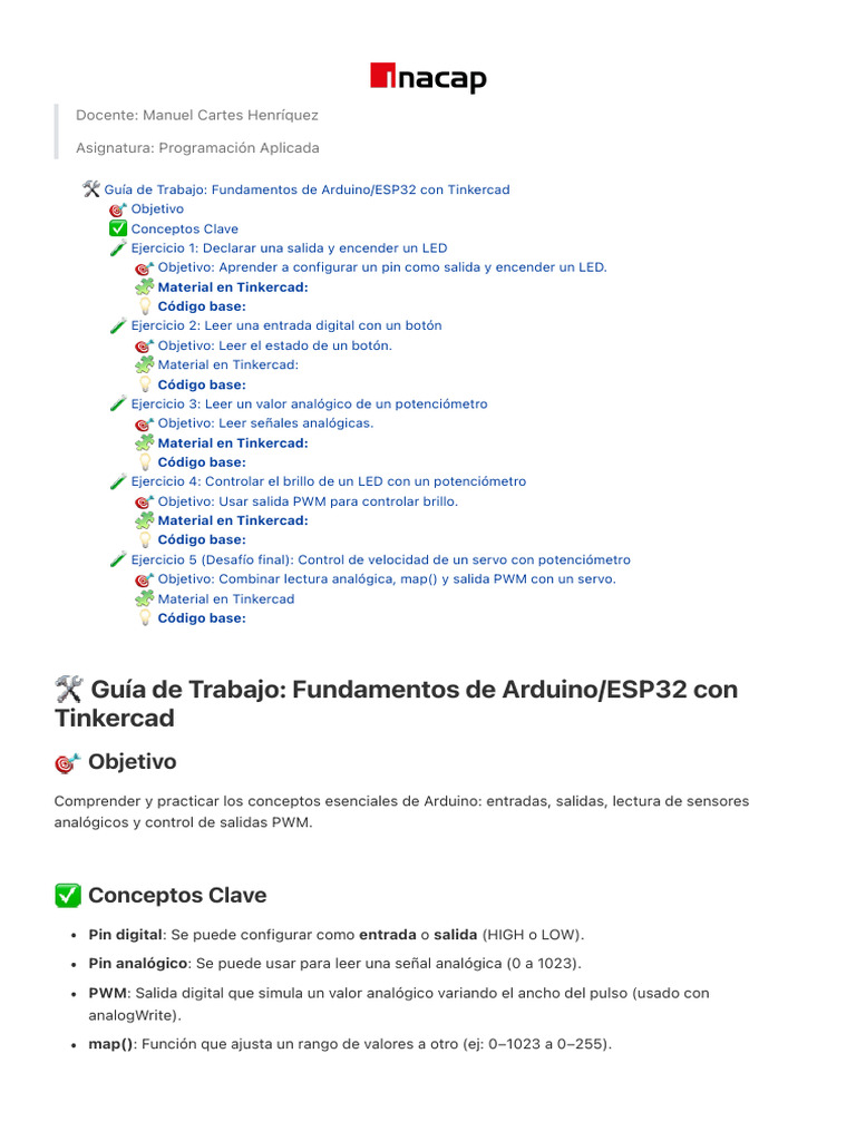 Actividad1 Arduinoesp32 Pdf Arduino Diodo Emisor De Luz 5921