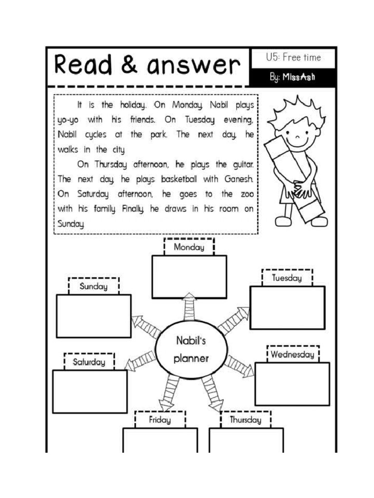 Days of The Week Reading Comprehension. | PDF