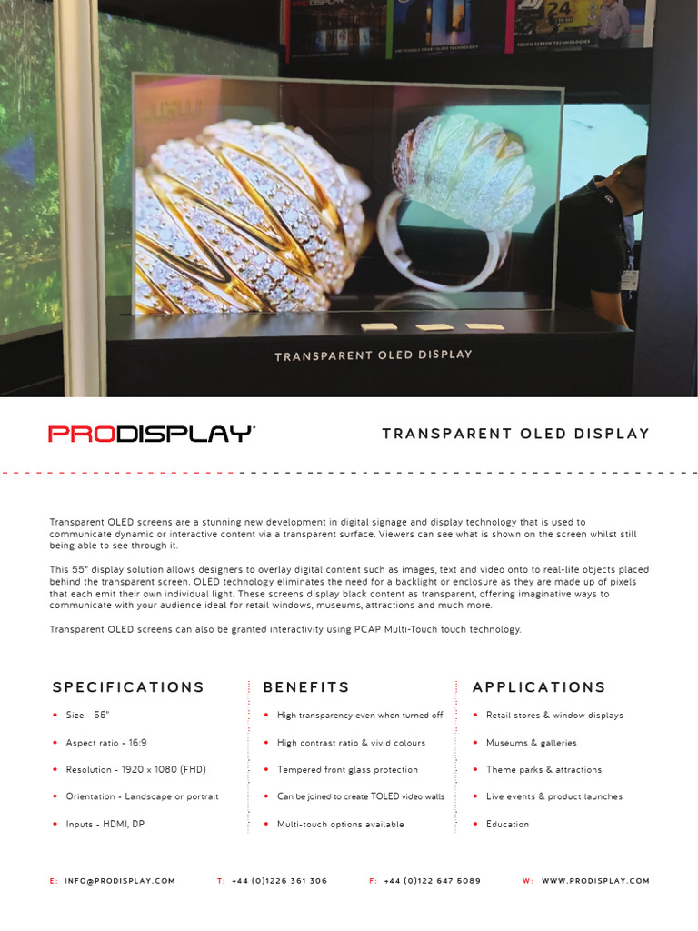 Transparent OLED Display Datasheet | PDF