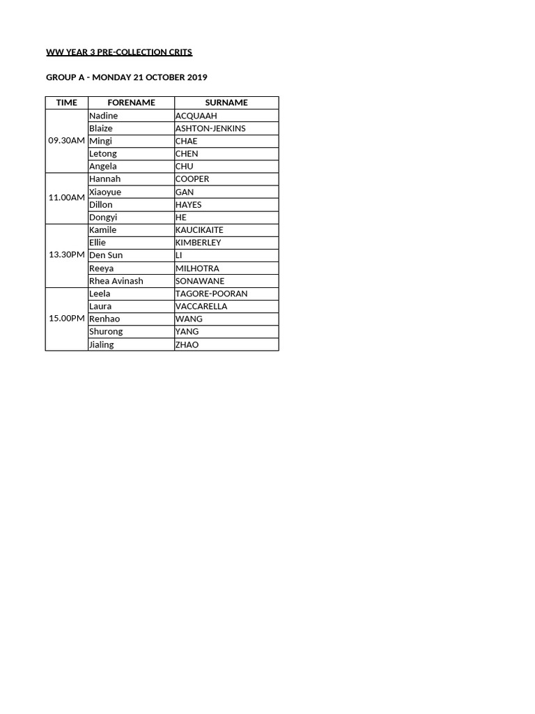 Final Year Pre Collection Crits - Oct 19 | PDF | 3rd Century Conflicts ...