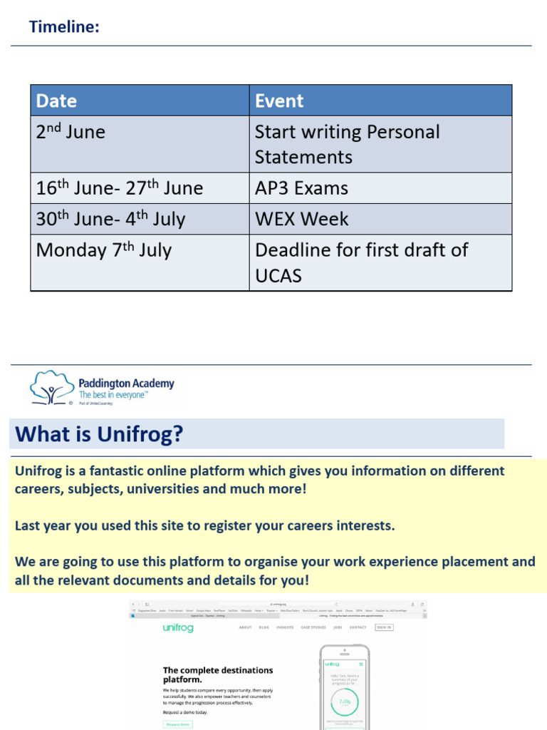 Unifrog Work Experience Placement Guide | PDF