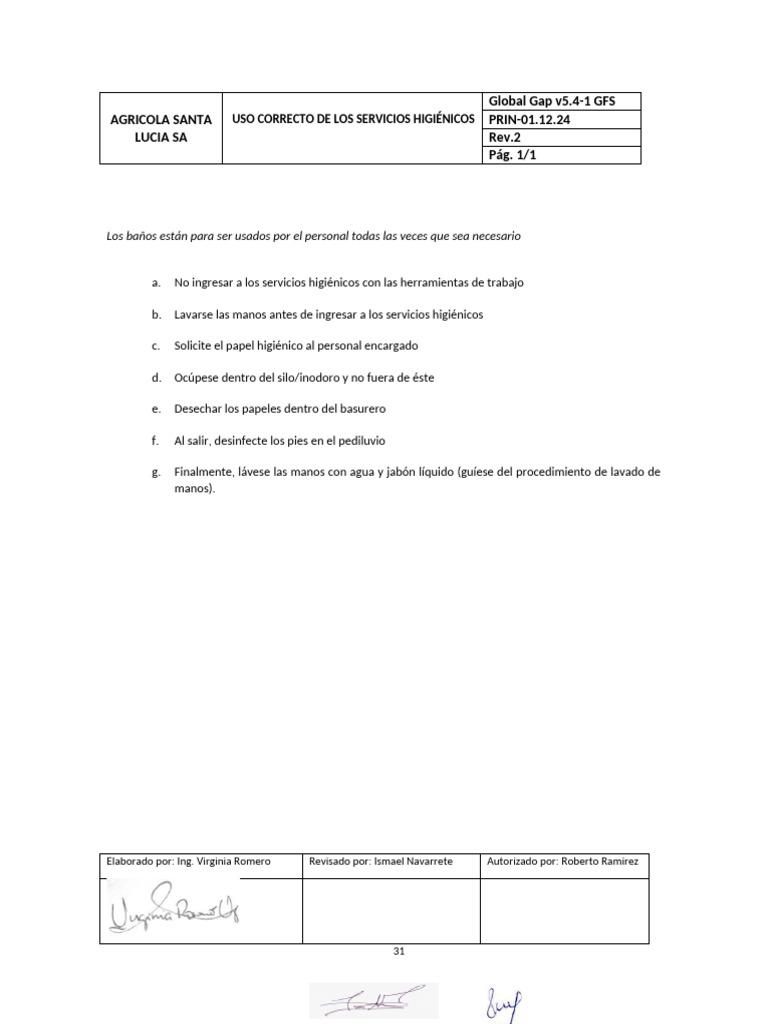 31 - Uso Correcto de Los Servicios Higiénicos | PDF