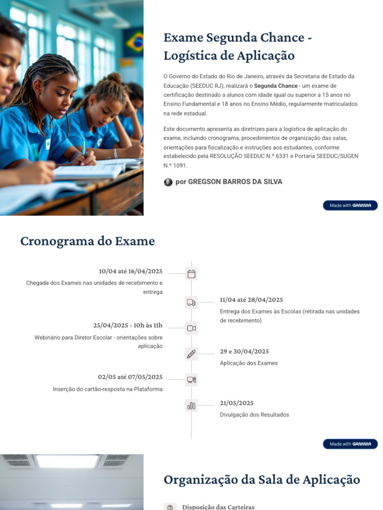Logística do Exame Segunda Chance RJ | PDF | Revisão
