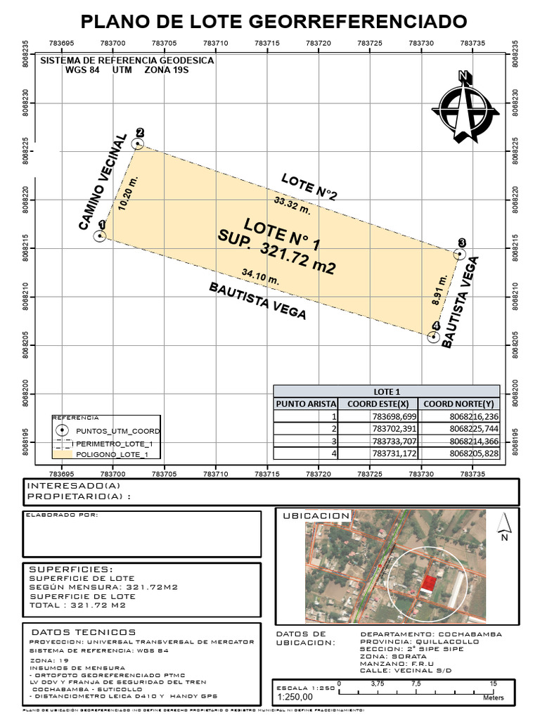 Plano Modelo Coordenadas Utm | PDF | Geodesia