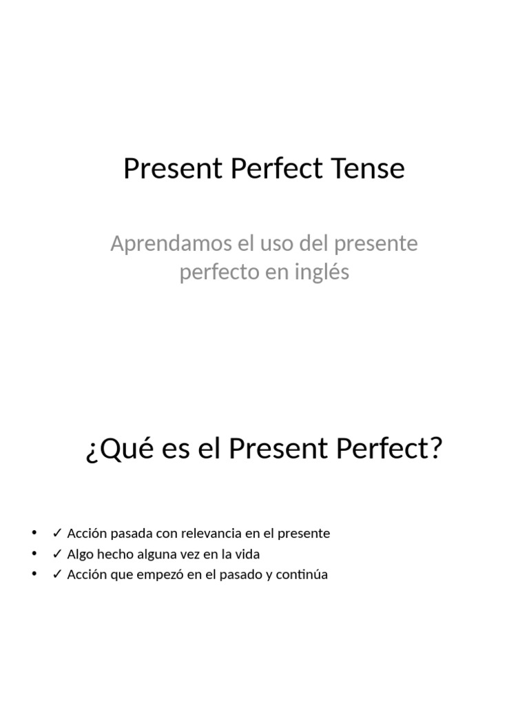 Present Perfect Tense Con Imagenes | PDF