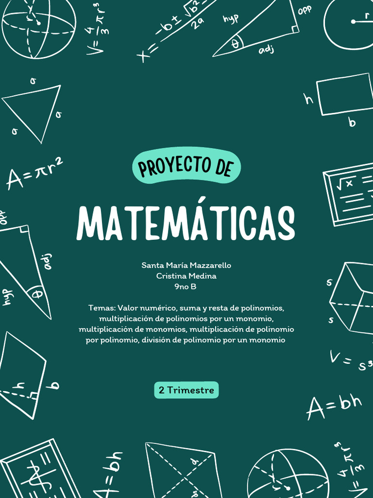 Documento A4 Portada Proyecto Matemáticas Doodle Ilustrado Verde Oscuro | PDF