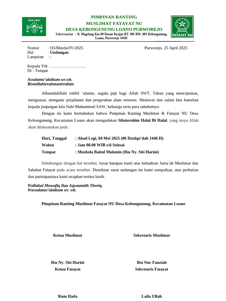 Undangan Halbil MusFat 04 Mei 2025 Fix | PDF