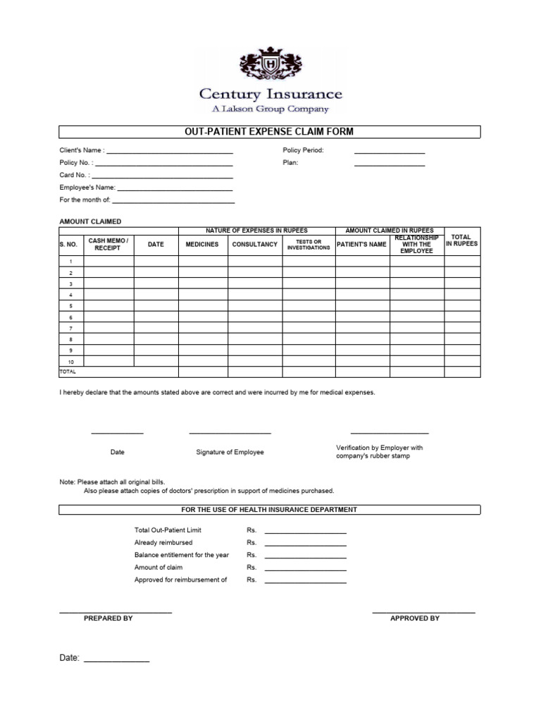 Opd Claim Form | PDF | Medicine | Public Services