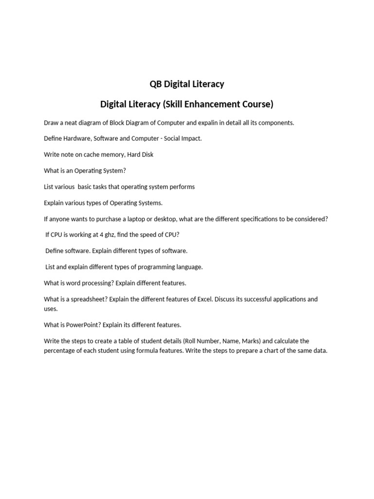 QB Digital Literacy | PDF
