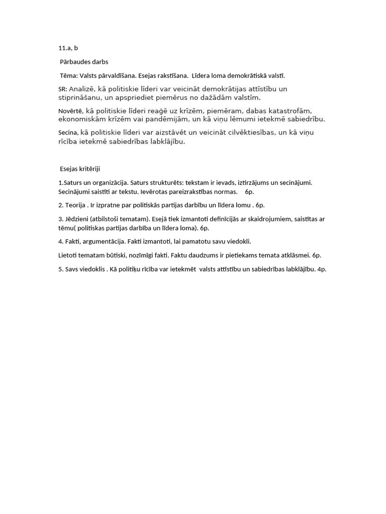 11 - A - B Esejas Kritēriji Līderis | PDF
