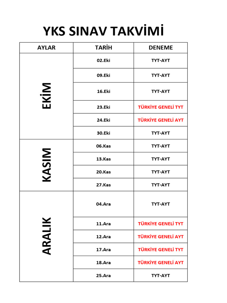 YKS-SINAV-TAKVIMI | PDF