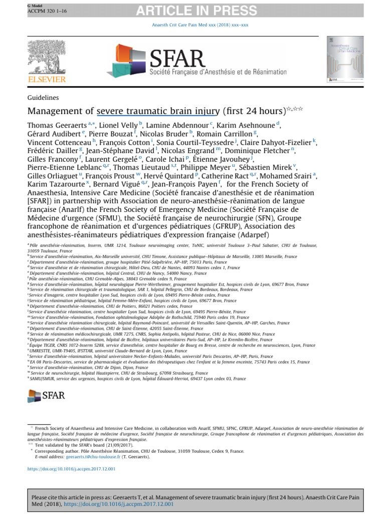 TBI Management Guidelines: First 24 Hours | PDF | Traumatic Brain ...