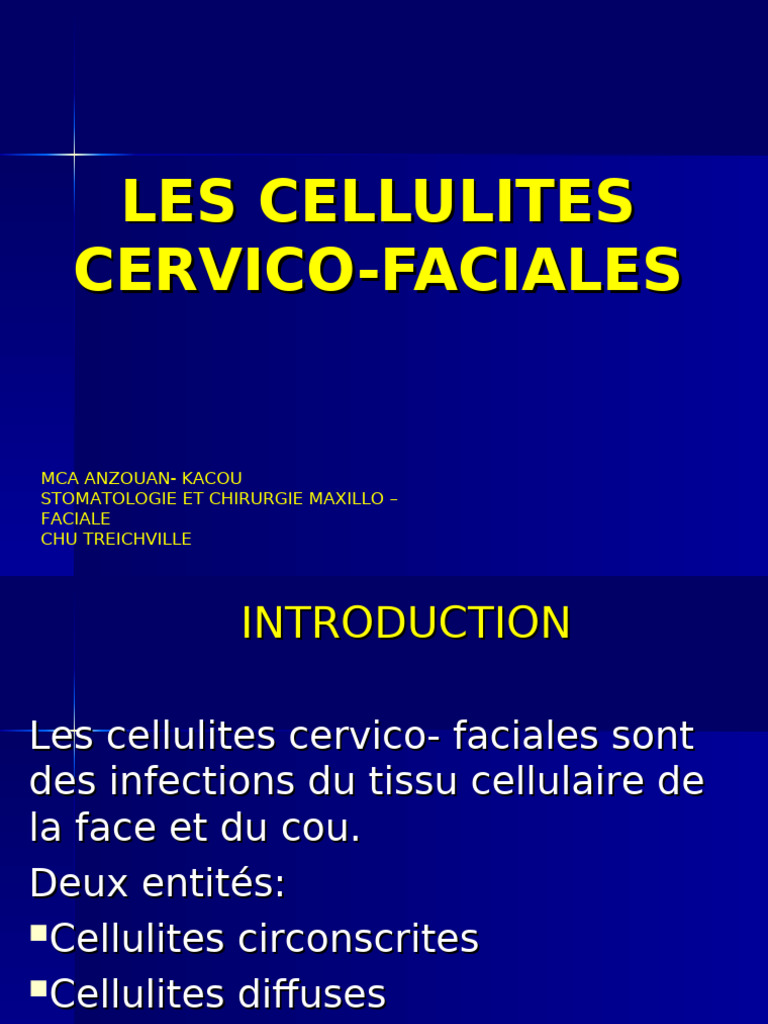Cellulites Cervico-Faciales: Types et Risques | PDF | Spécialités ...