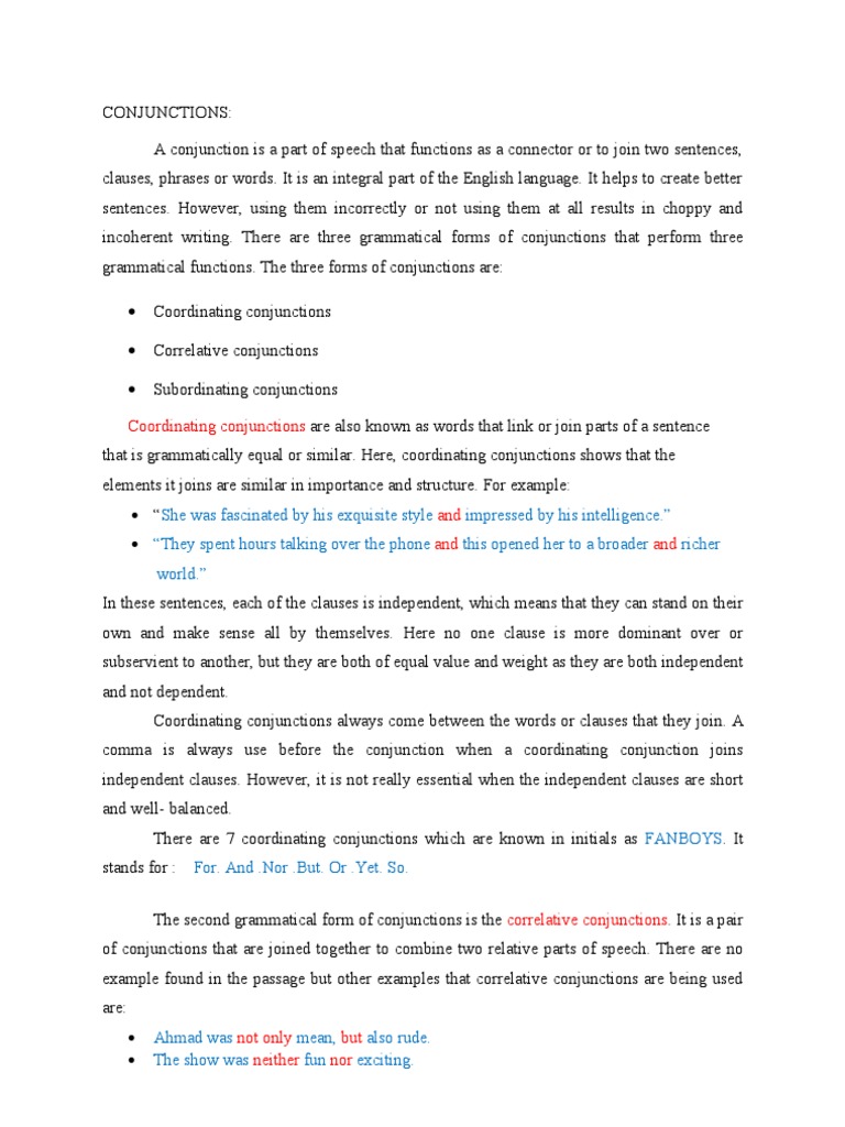 An In-Depth Analysis of the Different Types of Conjunctions and Their ...