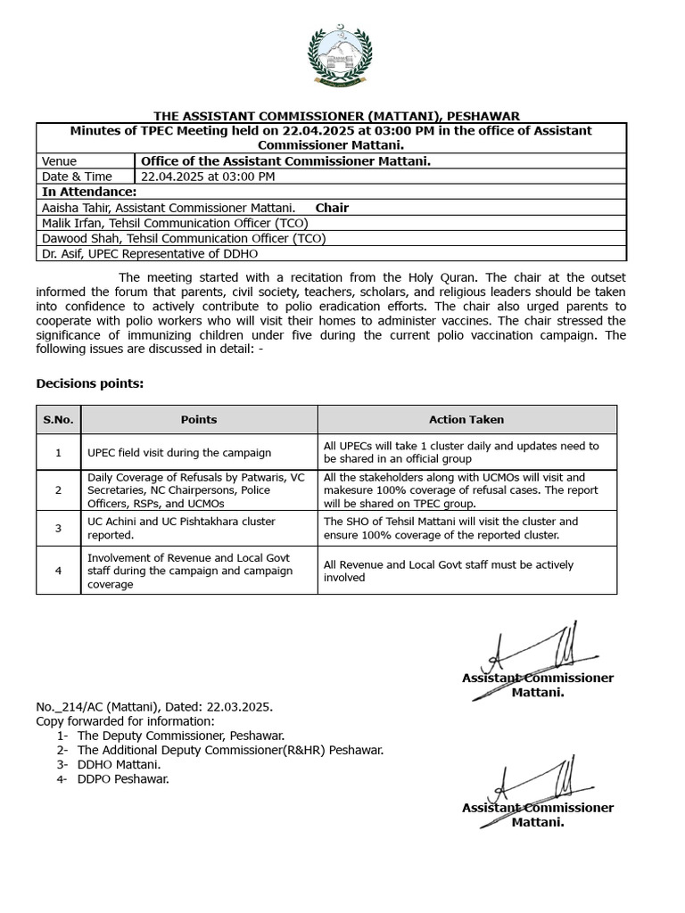 TPEC Meeting NID April 25 Campaign | PDF | Health Sciences | Immunology