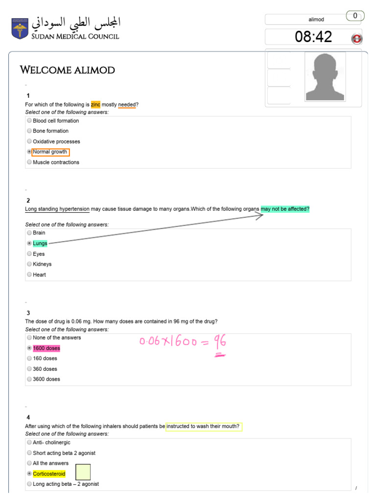 امتحان المجلس | PDF | Clinical Medicine | Drugs