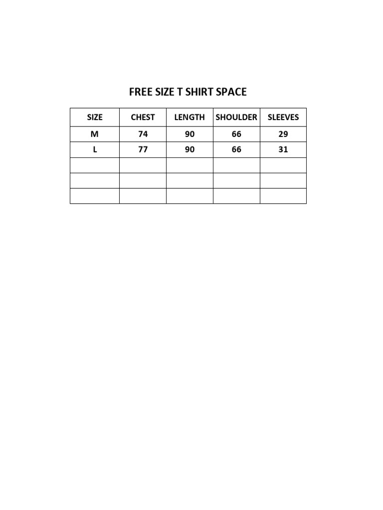 Large T-Shirt Size Specifications | PDF