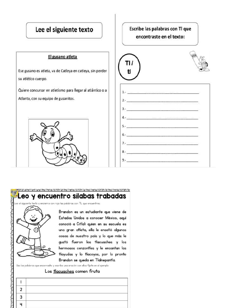 Comprension de Lectura de Silabas TL | PDF