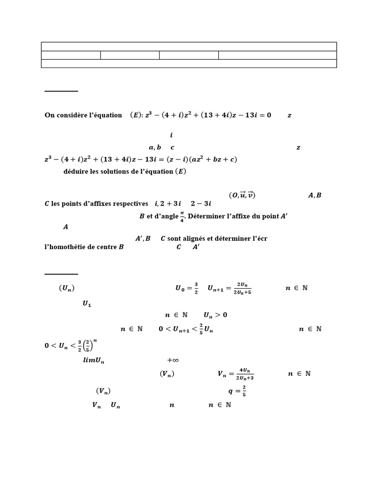 Sujet Bac Blanc Maths 2023-2024 | PDF | Nombre complexe | Intégral
