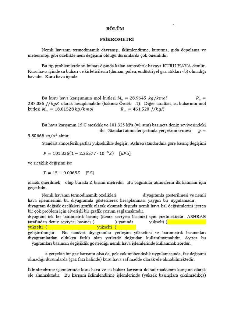 Bolum 2 Psikrometri | PDF